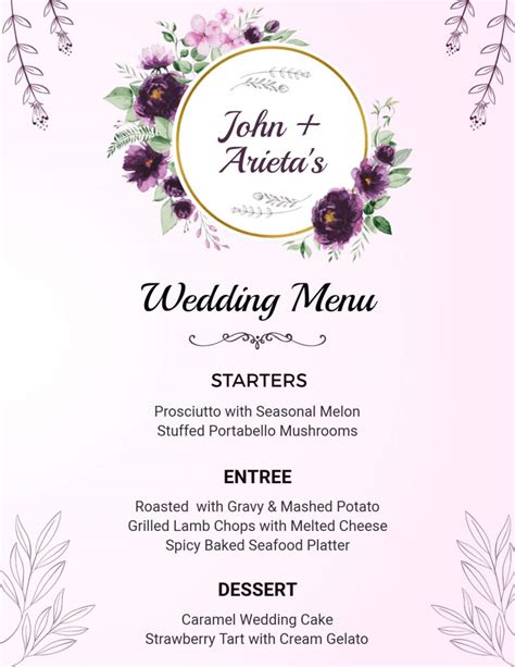 Wedding Menu Design 60 Photos