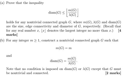 Solved A Prove That The Inequality Diam G