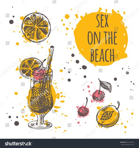 Sex On Beach Cocktail On Watercolor Stock Vector Royalty Free Shutterstock