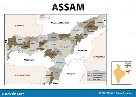 Assam Map Political And Administrative Map Of Assam With Districts