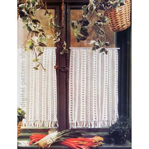 70s Lacy Curtain Crochet Pattern Vintage Curtain Panel Chart Pdf The