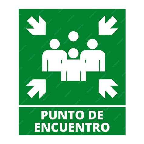 Signo Verde De Punto De Encuentro En Un Fondo Blanco Punto De Reunión