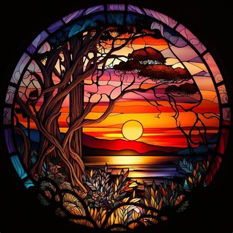 Sunset Stained Glass Design For Tumbler Sublimation T Shirt Design