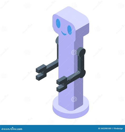 Smiling Robot With Arms Extended Isometric Illustration Stock Vector Illustration Of Robot
