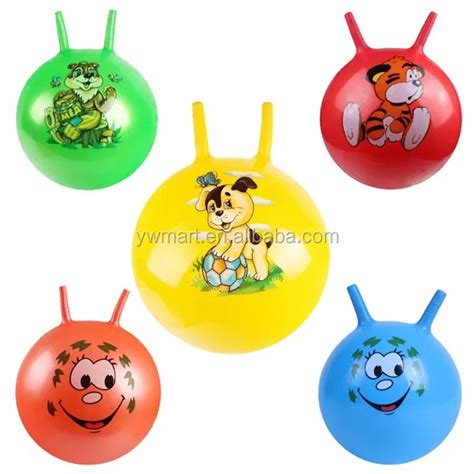 Cartoon Logo Printed Inflatable Bounce Ball With Handle Toys For