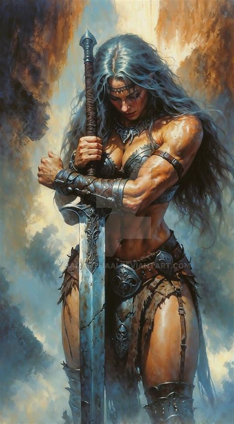 Barbarian Goddess Warrior Women Art Lady Barbarian Fantasy Art Women