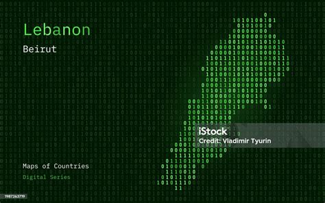 Lebanon Map Shown In Binary Code Pattern Tsmc Blue Matrix Numbers Zero