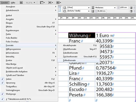 using tabulators and tables in adobe indesign