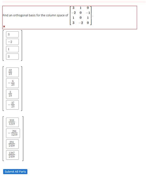 Solved Find An Orthogonal Basis For The Column Space Of