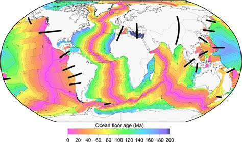 Age Of The Ocean Floor Based On Mueller Et Al 2008 Black