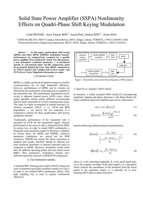 Pdf Solid State Power Amplifier Sspa Nonlinearity Effects On Quadri Phase Shift Keying