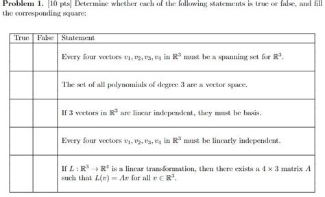 solved problem 1 [10 pts ] determine whether each of the