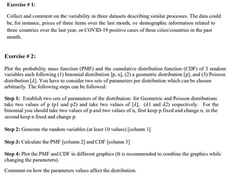 Solved Exercise 1 Collect And Comment On The Variability