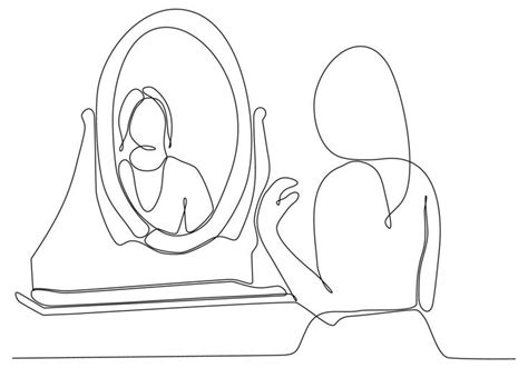 Continuous Line Drawing Of Woman In Mirror Vector Illustration In 2025
