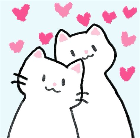 Pareja De Gatitos Enamorados Dibujos