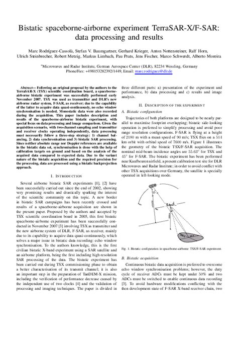 Pdf Bistatic Spaceborne Airborne Experiment Terrasar X F Sar Data Processing And Results