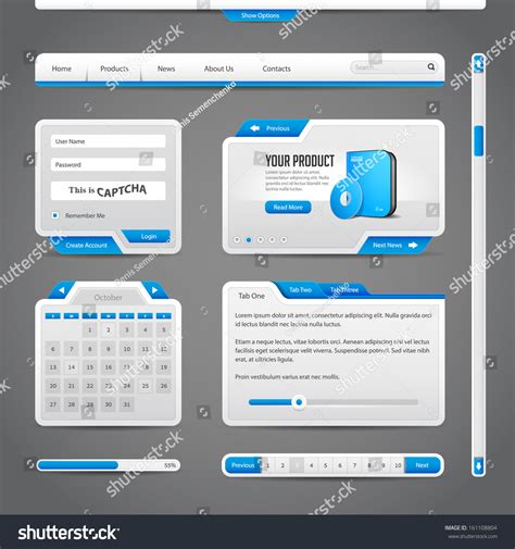 Web Ui Controls Elements Gray Blue Stock Vector Royalty Free 161108804 Shutterstock
