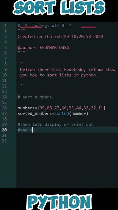 Sorting Lists Python Python Programming Youtube