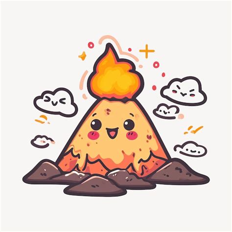 Premium Vector Cute Cartoon Volcano Eruption