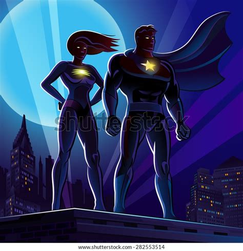 슈퍼히어로 커플 남자와 여자 슈퍼히어로 벡터 스톡 벡터로열티 프리 282553514 Shutterstock