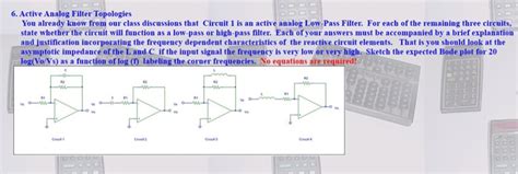 Solved Active Analog Filter Topologies You Already Know Chegg Com