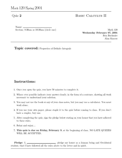 Properties Of Definite Integrals Worksheet For 12th Higher Ed
