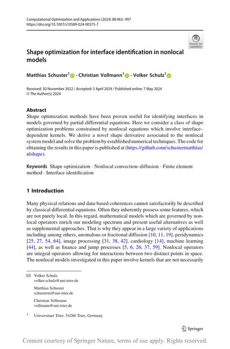 Pdf Shape Optimization For Interface Identification In Nonlocal Models