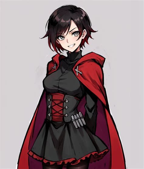 Rule 34 1girls Ai Generated Black Hair Leukocrisp Ruby Rose Rwby Shiny Hair Shiny Skin Tagme
