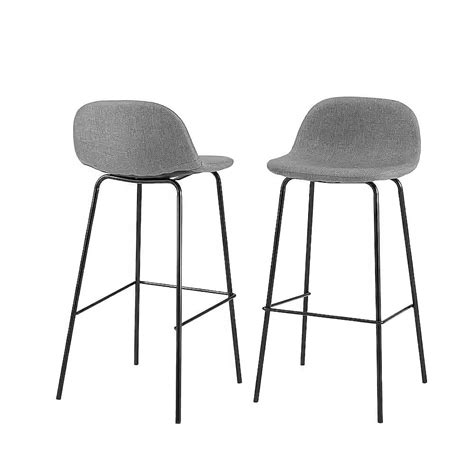 Slickblue Set Of 2 Modern Low Back Barstool With Black Metal Frame