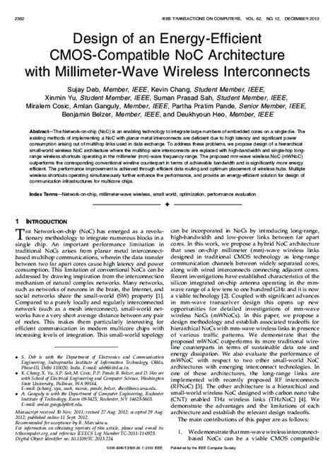 Pdf Design Of An Energy Efficient Cmos Compatible Noc Architecture With Millimeter Wave