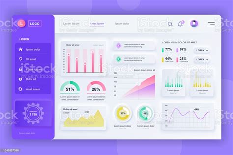 Neumorphic 대시보드 Ui 키트 인포그래픽 요소 Hud 다이어그램 정보 그래픽이 있는 관리자 패널 벡터 디자인 템플릿입니다 개념에 대한 스톡 벡터 아트 및 기타