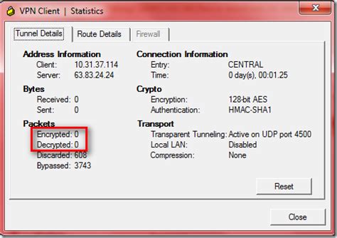 Cisco VPN Client Encrypted And Decrypted Packets Are ZeroNo DNS Resolution On Windows Russ