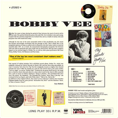 Bobby Vee Second Album 180 Gram