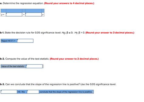 Answered A Determine The Regression Equation Round Your Answers To