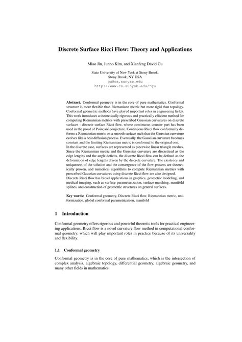 Pdf Discrete Surface Ricci Flow Theory And Applications