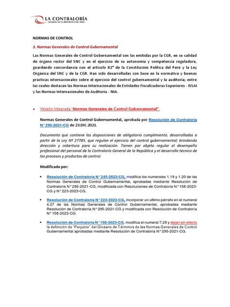 Normas Generales De Control Gubernamental Pdf