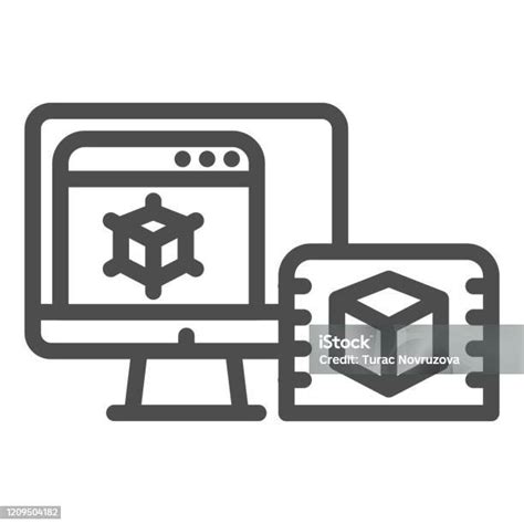 컴퓨터 라인 아이콘에 3d 디자인 흰색에 격리 된 3d 프로젝트 벡터 그림이있는 Pc 모니터 웹 및 앱을 위해 설계된 데스크톱