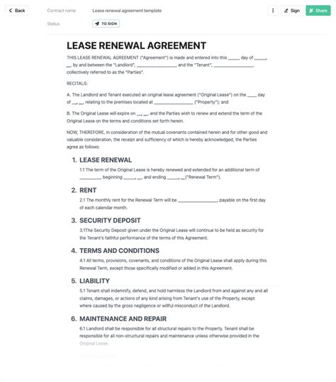 Lease Renewal Agreement Template Free To Use