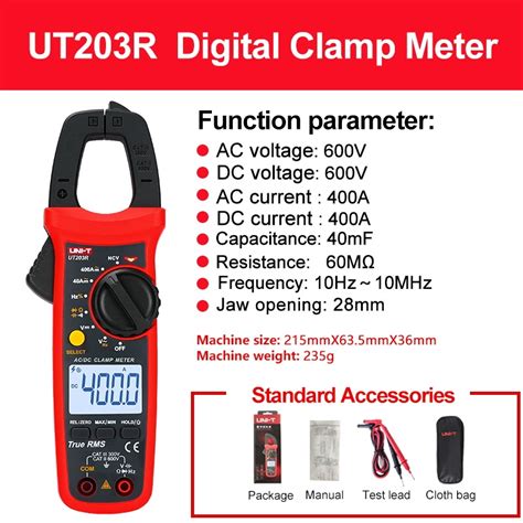 UNI T 400A 600V True RMS Digital Clamp Meter UT201R UT202R UT203R Auto Range Continuity Diode