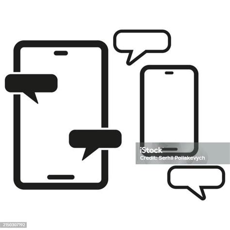 채팅 말풍선이 있는 스마트폰 이동 통신 개념 메시지 아이콘 벡터 일러스트 레이 션입니다 주당순이익 10 Brand Name Smart Phone에 대한 스톡 벡터 아트 및
