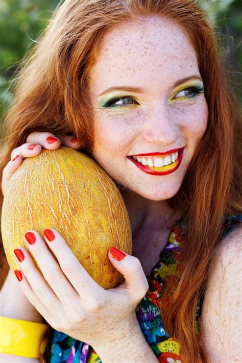 Smiling Girl With Freckles Holding Corn Cob Stock Image Image Of Female Caucasian 43493675