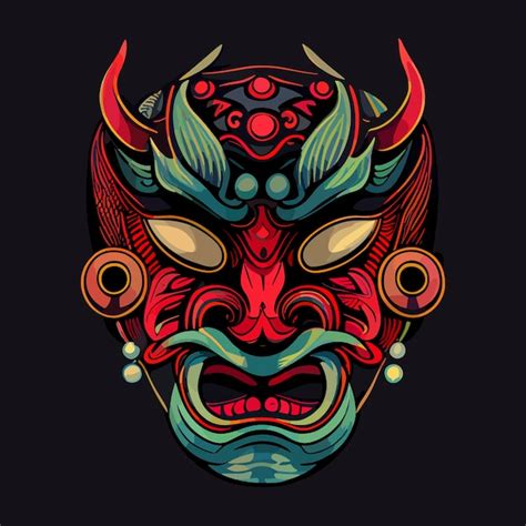 Icono De Máscara De Demonio De Arte Vectorial De Diseño Plano De