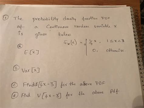 Solved The Probability Density Function Pdf Of A Continuous Chegg