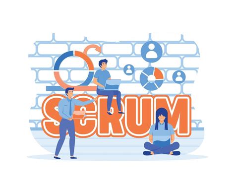 Scrum Framework Concept With Keywords Letters And Icons Flat Modern Illustration 45343945