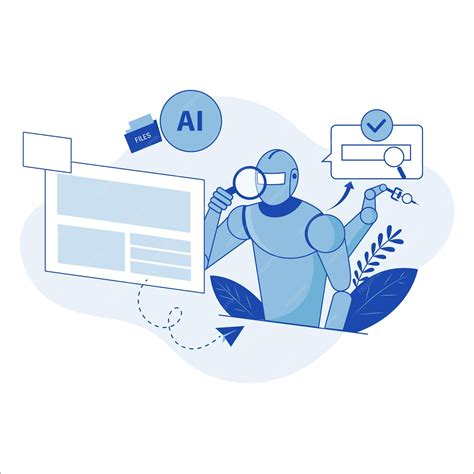 Premium Vector Bot Searching For Files Vector Illustration Futuristic Artificial Intelligence