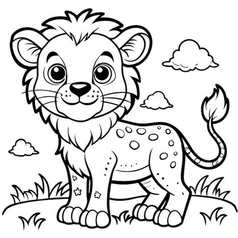 2 페이지 무료로 다운로드 가능한 사자 색칠 종류 벡터 And 일러스트