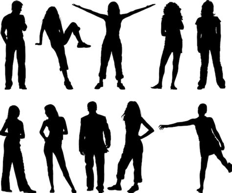 실루엣 남자와 여자 프리미엄 벡터