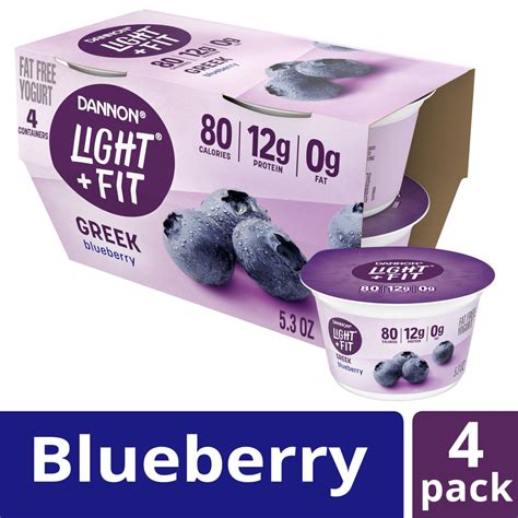 Dannon Light Fit Blueberry Greek Fat Free Yogurt Cups 4 Ct 53 Fl