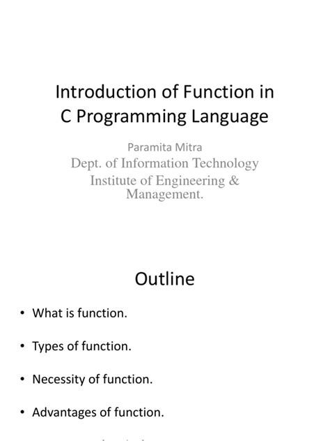 Introduction To Functions In C Programming An Overview Of Function