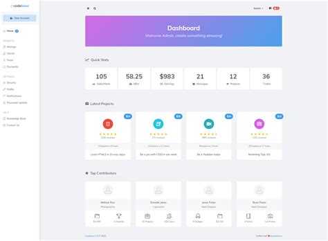 Bootstrap 4 后台管理模板 Codebase 计算机代码，编程代码下载